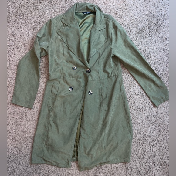SHEIN | Jackets & Coats | 22 Shein Army Green Long Trench Coat Nwot ...